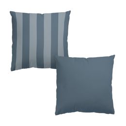 Bilderwelten Dekokissen 2er Set blau modern - Schieferblau trifft Streifen Duo - Streifen Sofakissen Bezug & F&uuml;llung in 40x40 50x50 60x60