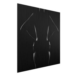 Bilderwelten Alu Dibond Outdoor Bild Portrait schwarz Motiv wetterfest - Eszter - Erotik Wohnzimmer Schlafzimmer
