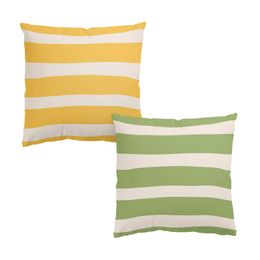 Bilderwelten Dekokissen Kissenbezug 2er Set gelb modern - Sommerurlaub Duo II - Streifen Sofakissen Bezug & F&uuml;llung in 40x40 50x50 60x60