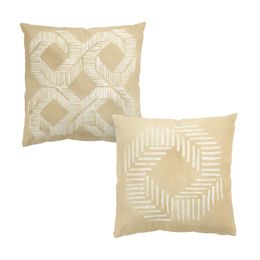 Bilderwelten Dekokissen Kissenbezug 2er Set beige originell Abstrakt - Sandfarbene moderne Geometrie Duo - Bett Couch Sofakissen Bezug-in 40x40 50x50 60x60