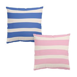 Bilderwelten Dekokissen Kissenbezug 2er Set blau modern - Sommerurlaub Duo III - Streifen Sofakissen Bezug & F&uuml;llung in 40x40 50x50 60x60
