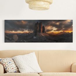 Bilderwelten Leinwandbild - Panorama Drei Zinnen