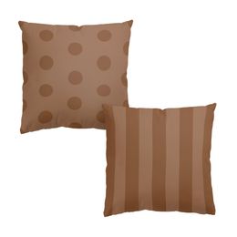 Bilderwelten Dekokissen Kissenbezug 2er Set braun modern - L&auml;ngsstreifen und Punkte in Rehbraun Duo - Punkte Sofakissen Bezug & F&uuml;llung in 40x40 50x50 60x60