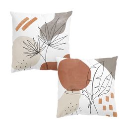 Bilderwelten Dekokissen 2er Set beige originell Line Art - Lineart Terracotta - Bett Couch Sofakissen Bezug & F&uuml;llung in 40x40 50x50 60x60