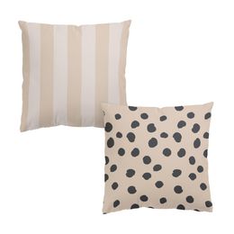 Bilderwelten Dekokissen Kissenbezug 2er Set beige Abstrakt - Macchiato Punkte und Streifen Duo - Punkte Sofakissen Bezug & F&uuml;llung in 40x40 50x50 60x60
