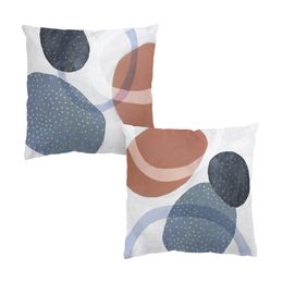 Bilderwelten Dekokissen Kissenbezug 2er Set blau originell Abstrakt - Orbit mit Punkten Set I - Punkte Sofakissen Bezug & F&uuml;llung in 40x40 50x50 60x60