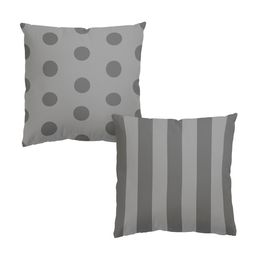 Bilderwelten Dekokissen Kissenbezug 2er Set grau modern - L&auml;ngsstreifen und Punkte in Dunkelgrau Duo - Punkte Sofakissen Bezug & F&uuml;llung in 40x40 50x50 60x60