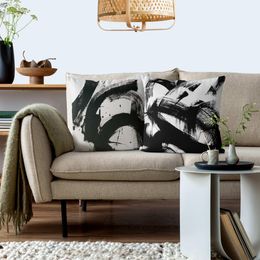 Bilderwelten Dekokissen Kissenbezug 2er Set schwarz weiss originell Abstrakt - Onyx in Bewegung Duo - Bett Couch Sofakissen Bezug & F&uuml;llung in 40x40 50x50 60x60