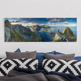 Bilderwelten Leinwandbild - Panorama Fjordblick in Reinebringen