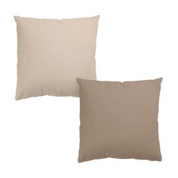 Bilderwelten Dekokissen 2er Set beige Unifarben - Macchiato Mocca Duo - Bett Couch Sofakissen Bezug & F&uuml;llung in 40x40 50x50 60x60