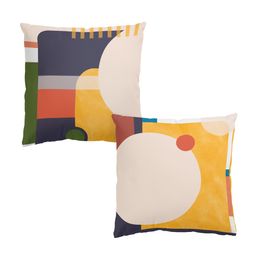Bilderwelten Dekokissen Kissenbezug 2er Set gelb Abstrakt - Moderner Glamour Duo - Geometrisch Sofakissen Bezug & F&uuml;llung in 40x40 50x50 60x60