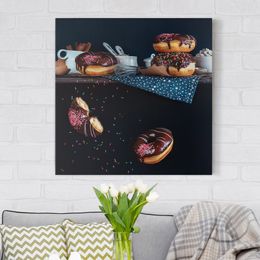 Bilderwelten Leinwandbild - Quadrat Donuts vom K&uuml;chenregal