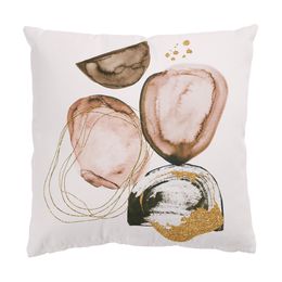 Bilderwelten Dekokissen 2er Set beige originell Abstrakt Aquarell - Japandi Aquarell Formen Gold - Bett Couch Sofakissen Bezug & F&uuml;llung in 40x40 50x50 60x60
