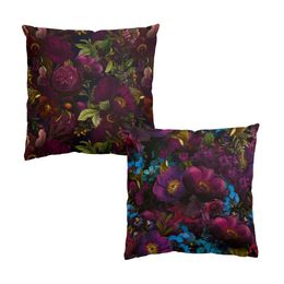 Bilderwelten Dekokissen Kissenbezug 2er Set violett Fotomontage - Lila Bl&uuml;ten Blumen Duo - Bett Couch Sofakissen Bezug & F&uuml;llung in 40x40 50x50 60x60