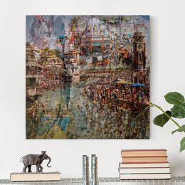 Bilderwelten Leinwandbild - Quadrat Holy India