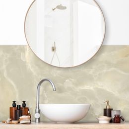 Bilderwelten Wandverkleidung Bad Motiv Steinoptik Beton beige - Onyx Marmor Creme - wasserfest Wandpaneel statt Fliesen