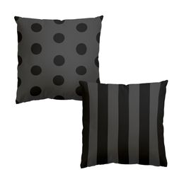 Bilderwelten Dekokissen Kissenbezug 2er Set schwarz modern - L&auml;ngsstreifen und Punkte in Tiefschwarz Duo - Punkte Sofakissen Bezug & F&uuml;llung in 40x40 50x50 60x60