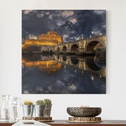 Bilderwelten Leinwandbild - Quadrat Ponte Sant'Angelo in Rom