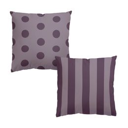 Bilderwelten Dekokissen Kissenbezug 2er Set violett modern - Streifen Punkte Violett - Punkte Sofakissen Bezug & F&uuml;llung in 40x40 50x50 60x60