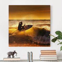 Bilderwelten Leinwandbild Strand modern Kunstdruck Leinwanddruck - Sun, Fun and Surf - Wandbild XXL Wohnzimmer Schlafzimmer
