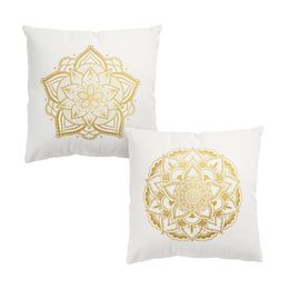 Bilderwelten Dekokissen Kissenbezug 2er Set gold Spirituell Orientalisch - Mandala Bl&uuml;te - Mandala Sofakissen Bezug & F&uuml;llung in 40x40 50x50 60x60