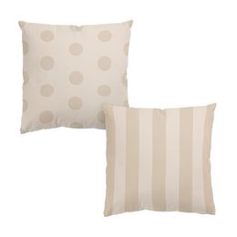 Bilderwelten Dekokissen 2er Set beige modern - L&auml;ngsstreifen und Punkte in Macchiato Duo - Punkte Sofakissen Bezug & F&uuml;llung in 40x40 50x50 60x60