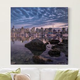 Bilderwelten Leinwandbild - Quadrat Vancouver im Sonnenuntergang