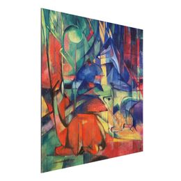 Bilderwelten Alu Dibond Outdoor Bild Tiere bunt Abstrakt wetterfest - Franz Marc - Rehe im Walde - Deko Wohnzimmer Schlafzimmer