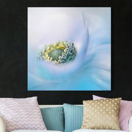 Bilderwelten Leinwandbild Blumen modern Kunstdruck blau - Anemone auf dem Fluss - Wandbild XXL Wohnzimmer Schlafzimmer