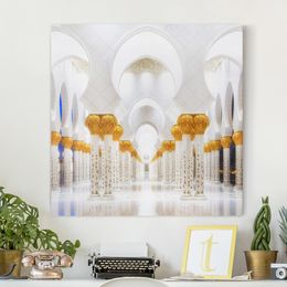Bilderwelten Leinwandbild - Quadrat Moschee in Gold