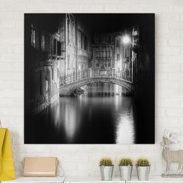 Bilderwelten Leinwandbild - Quadrat Br&uuml;cke Venedig