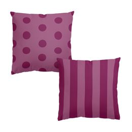 Bilderwelten Dekokissen Kissenbezug 2er Set pink modern - L&auml;ngsstreifen und Punkte in Fuchsia Duo - Punkte Sofakissen Bezug & F&uuml;llung in 40x40 50x50 60x60
