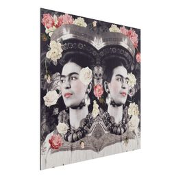 Alu-Dibond Kunstdruck Frida Kahlo - Blumenflut