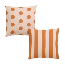 Bilderwelten Dekokissen Kissenbezug 2er Set orange modern - L&auml;ngsstreifen und Punkte in Orange Duo - Punkte Sofakissen Bezug & F&uuml;llung in 40x40 50x50 60x60