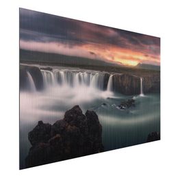 Bilderwelten Alu-Dibond Outdoor Bild Go&eth;afoss Wasserfall in Island