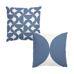 Bilderwelten Dekokissen 2er Set blau Abstrakt - Modernes Muster Duo III - Geometrisch Sofakissen Bezug & F&uuml;llung in 40x40 50x50 60x60