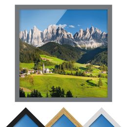 Bilderwelten Bild mit Rahmen - Quadrat Geislerspitzen in S&uuml;dtirol