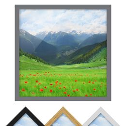 Bilderwelten Bild mit Rahmen - Quadrat Alpenwiese