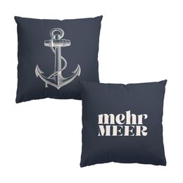 Bilderwelten Dekokissen Kissenbezug 2er Set blau Strand maritim - Maritime Sch&auml;tze Duo I - Spr&uuml;che Sofakissen Bezug & F&uuml;llung in 40x40 50x50 60x60