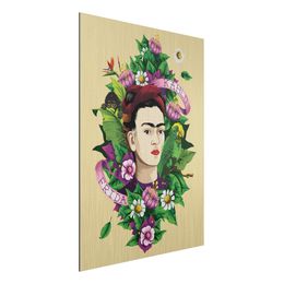 Bilderwelten Alu-Dibond Outdoor Bild Frida Kahlo - Frida, &Auml;ffchen und Papagei