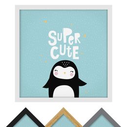Bilderwelten Bild mit Rahmen - Quadrat Super Cute Pinguin