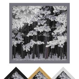 Bilderwelten Bild mit Rahmen - Quadrat Wald mit Raureif in &Ouml;sterreich