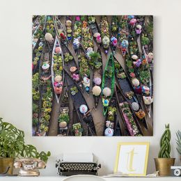 Bilderwelten Leinwandbild - Quadrat Schwimmender Markt