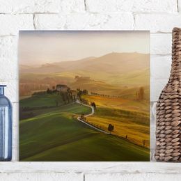 Bilderwelten Leinwandbild Natur modern Kunstdruck gr&uuml;n - Val d'Orcia - Landschaft XXL Wohnzimmer Schlafzimmer