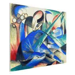 Bilderwelten Alu Dibond Outdoor Bild Tiere blau Abstrakt wetterfest - Franz Marc - Tr&auml;umendes Pferd - Pferde Wohnzimmer Schlafzimmer