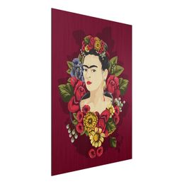 Bilderwelten Alu Dibond Outdoor Bild Blumen weiss Pop Art wetterfest - Frida Kahlo - Rosen - Deko Wohnzimmer Schlafzimmer