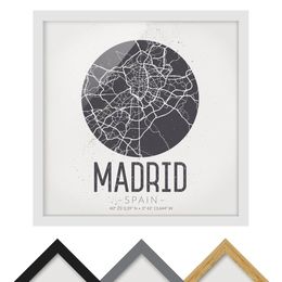 Gerahmtes Bild Stadtplan Madrid - Retro
