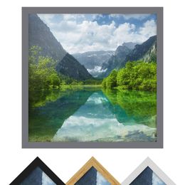 Bilderwelten Bild mit Rahmen - Quadrat Bergsee mit Spiegelung
