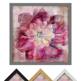 Bilderwelten Bild mit Rahmen - Quadrat Grunge Flower