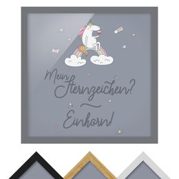 Bilderwelten Bild mit Rahmen - Quadrat Mein Sternzeichen - Einhorn